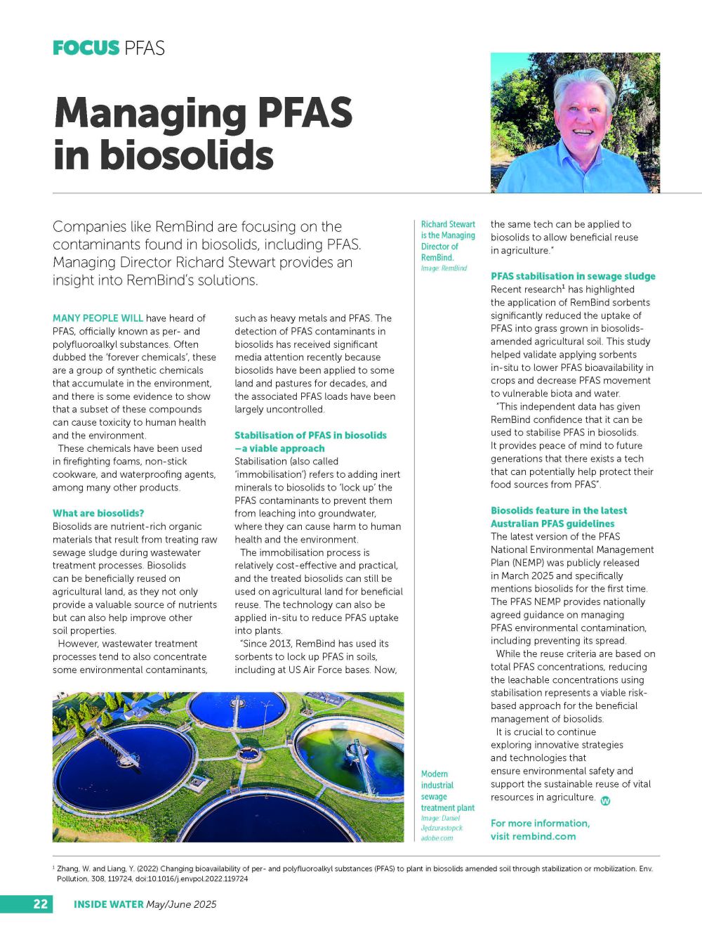 Inside Water Magazine Showcases RemBind’s Approach to PFAS in Biosolids ...
